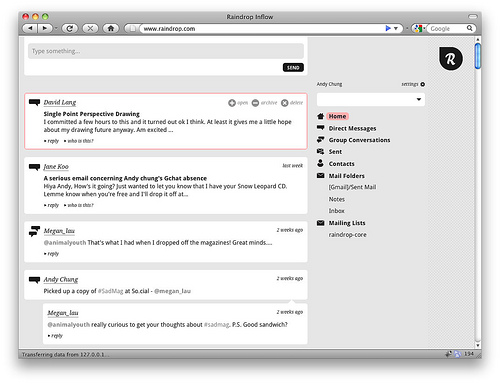 Raindrop de Mozilla: unificando mensajes