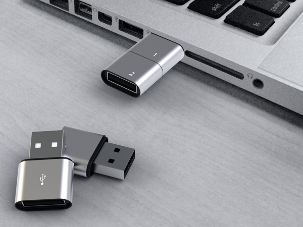 Una USB que se separa en cuatro