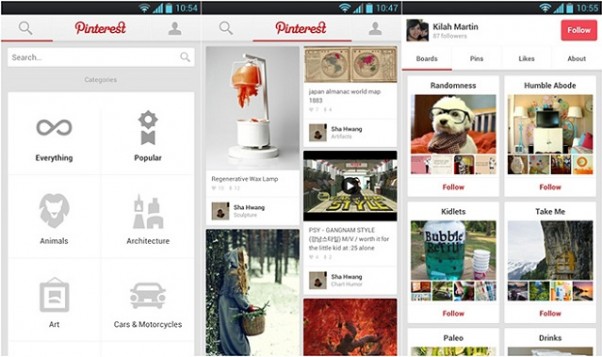 Pinterest lanza aplicación para Android y iPad