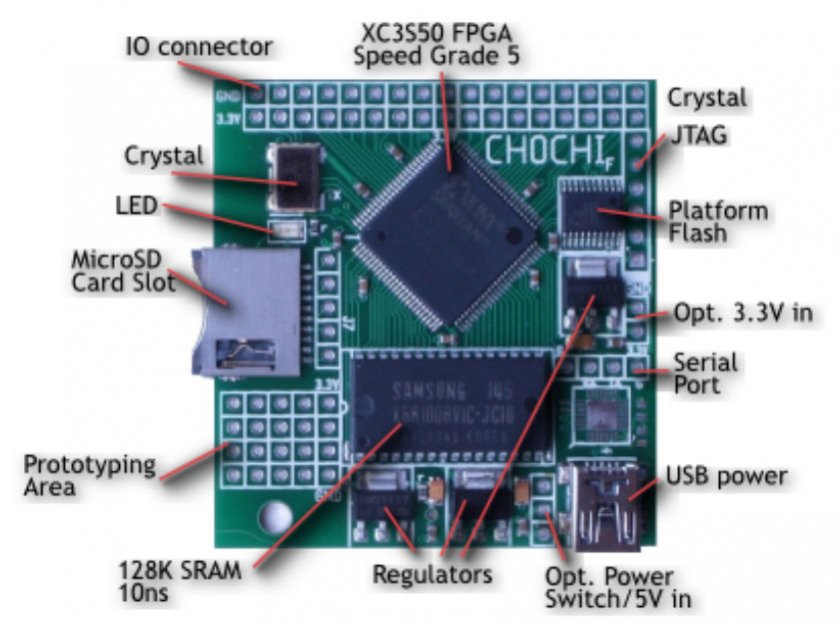 Una tarjeta FPGA con un microprocesador 6502