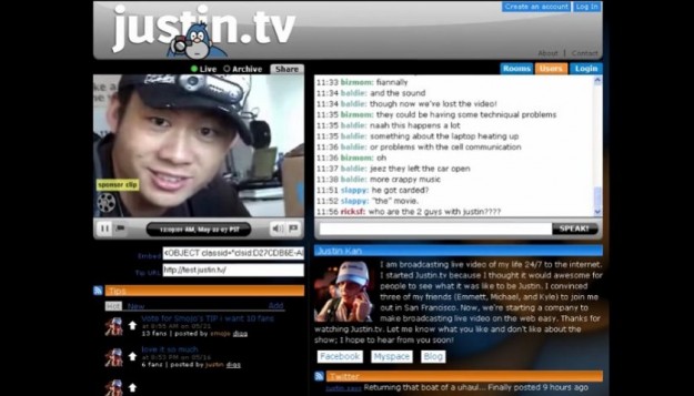 Justin.tv, el precursor de Twitch, deja de dar servicio