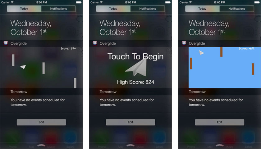 Overglide, el primer juego/widget para iOS8