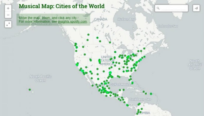 Este mapa muestra qué música se escucha en las ciudades del mundo