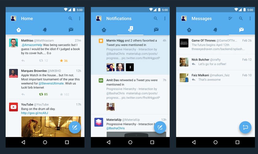 Twitter estrena rediseño en Android