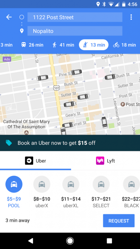 Ya podremos pedir un viaje de Uber desde Google Maps