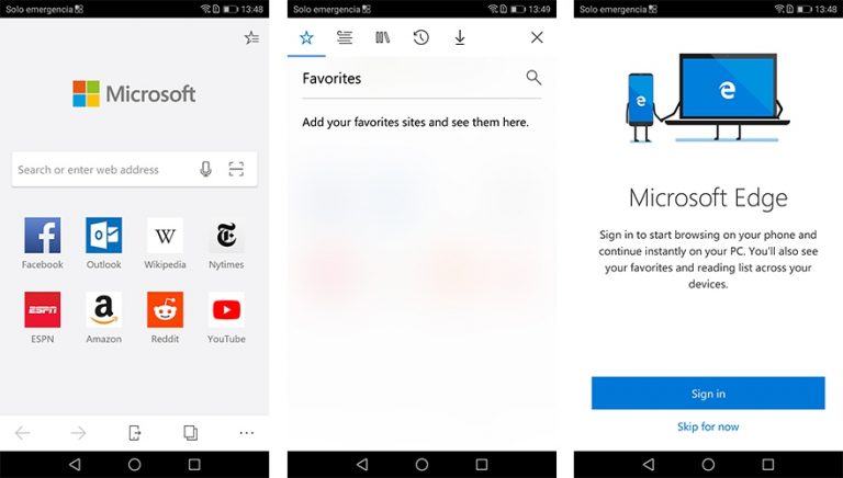 Te mostramos como luce Microsoft Edge en un smartphone