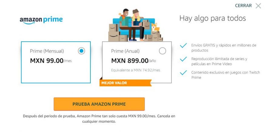 Amazon Prime estrena nuevo plan de suscripción en México