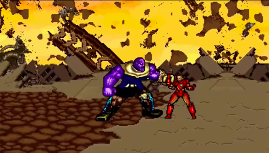Recrean pelea contra Thanos en formato de 16-Bits