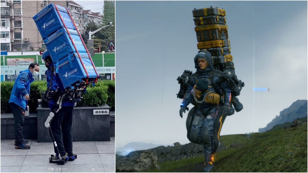 unocero - Death Stranding se hace realidad: Repartidores usan exoesqueletos
